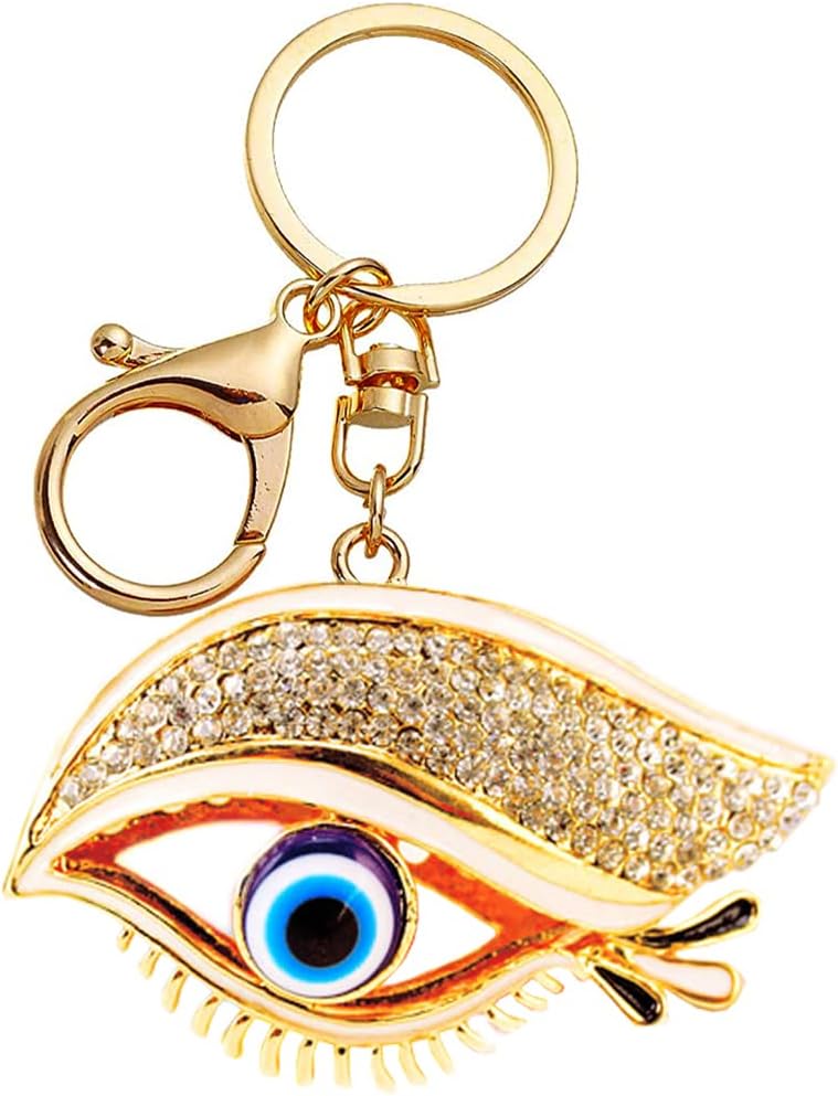 Big Blue Evil Eye Key Ring Chain, Handbag Purse Hanging Charms with ...