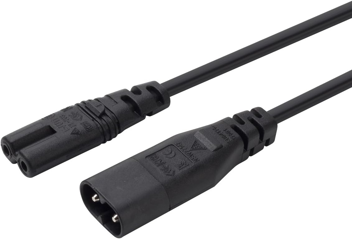 Amazon.com: Universal 2 Prong Angled 18 AWG Power Cord - NEMA 1-15P to ...