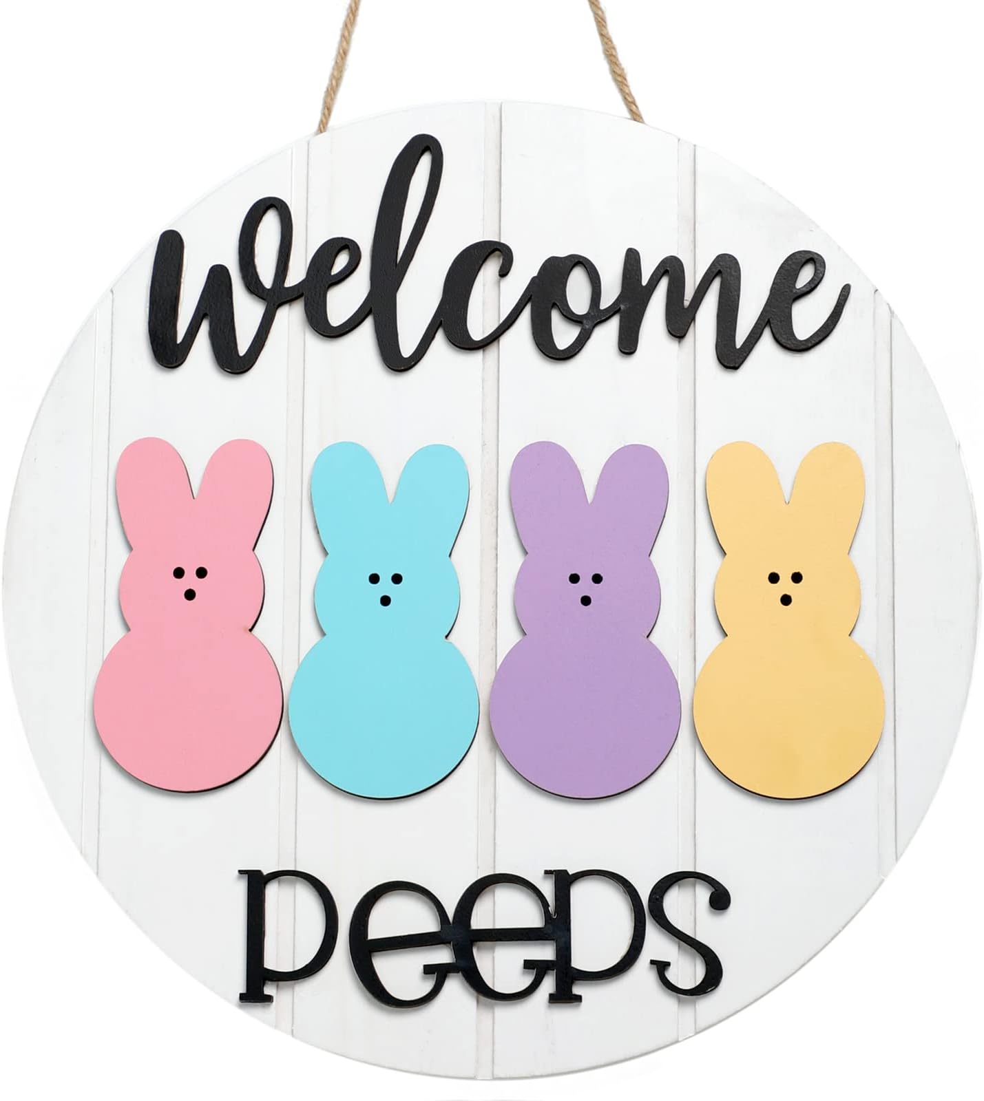 Amazon.com: Easter Welcome Peeps Sign, Happy Easter Bunny Rabbit Door ...