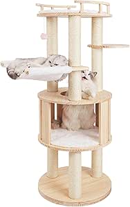 Amazon.com : 2THESTARS 52" Modern Cat Tree Tower for Indoor Cats, Solid Pine Cat Scratching Tree ...