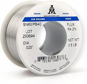 AIM Solder 60-40 Tin Lead Rosin Core Solder Wire for Electrical Soldering 0.025inch, 0.5lb (0 ...