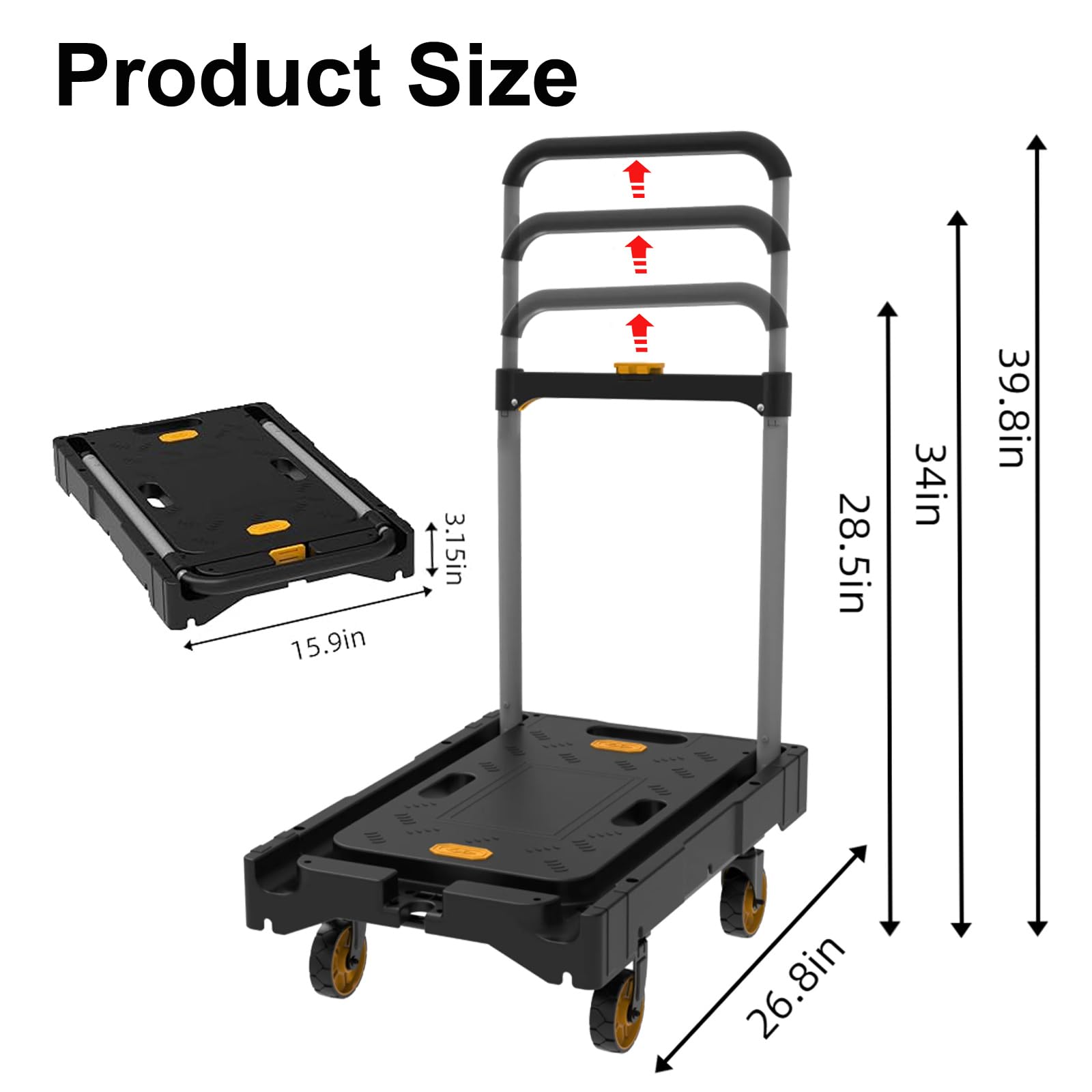 Snapklik.com : DrTakepeak Folding Platform Hand Truck Push Cart ...
