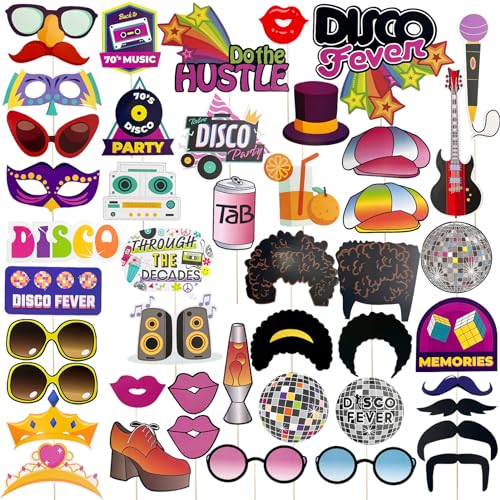 45Pcs 70s Photo Booth Props,Disco Photo Booth Props 70's Party - Want ...