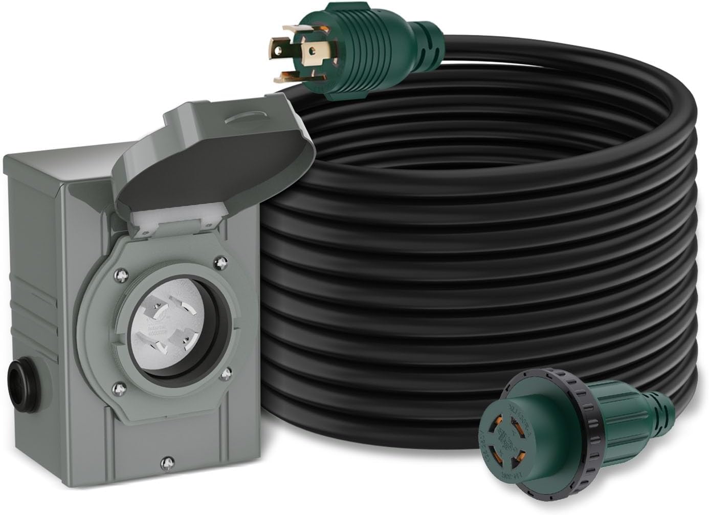 Amazon.com: 4 Prong 40 Feet 30 Amp Generator Cord and Inlet Box with ...