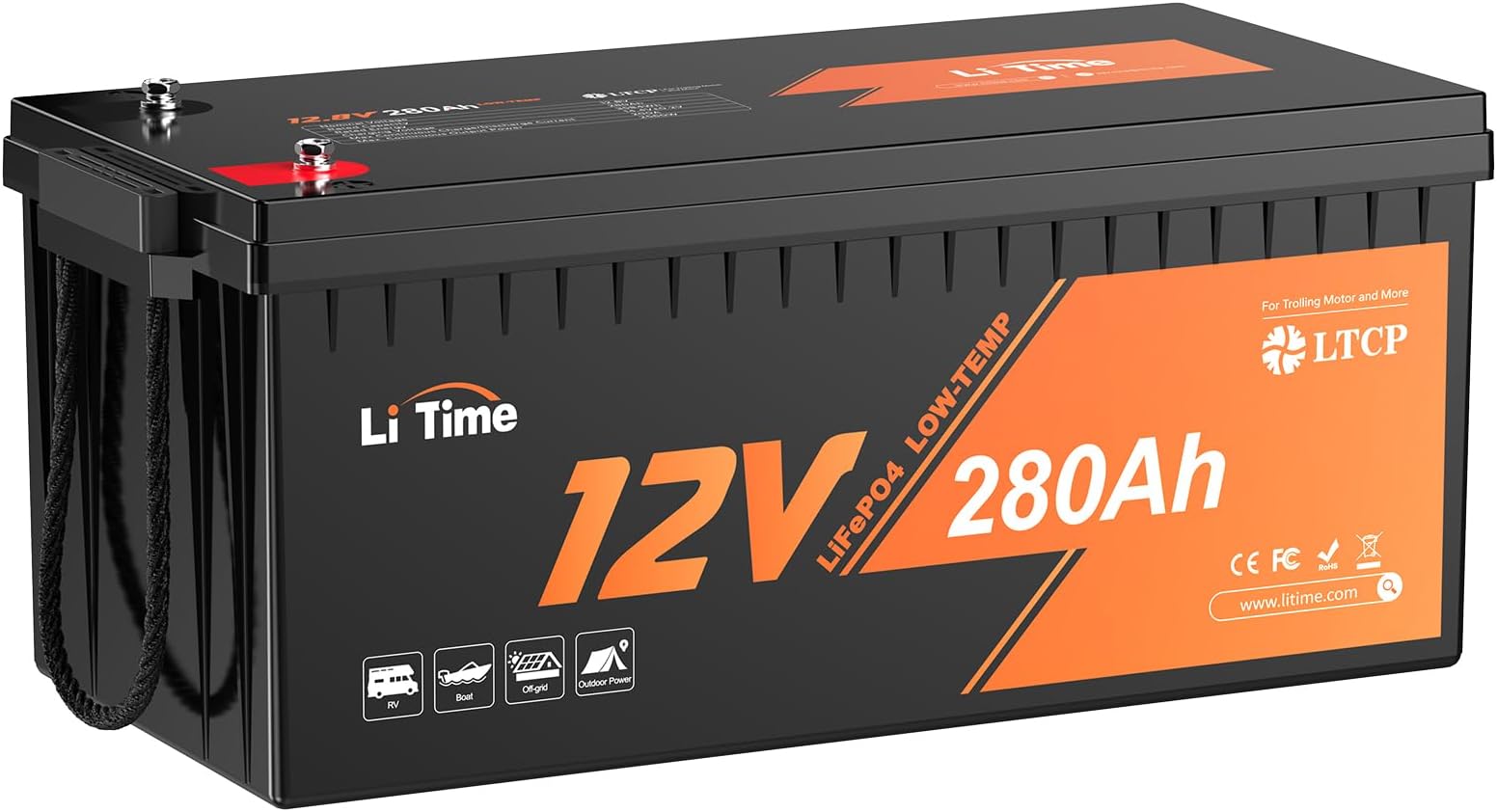 Litime 12V 280Ah Plus Low-Temp Protection LiFePO4 Battery Built-in 200A ...