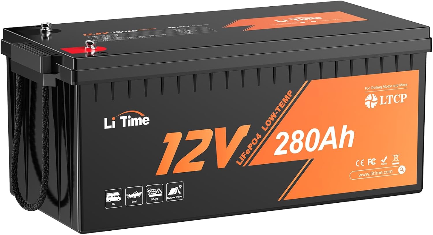 Litime 12V 280Ah Plus LiFePO4 Lithium Deep Cycle Battery, Built-in 200A ...