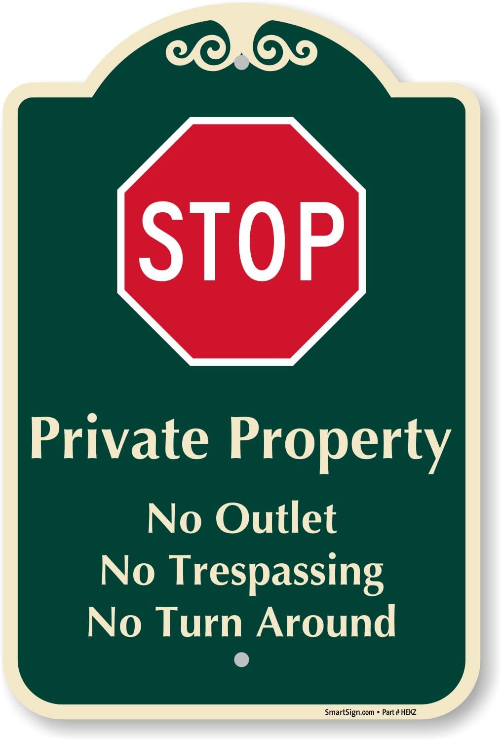 Amazon.com: SmartSign Designer "STOP Private Property No Outlet, No ...