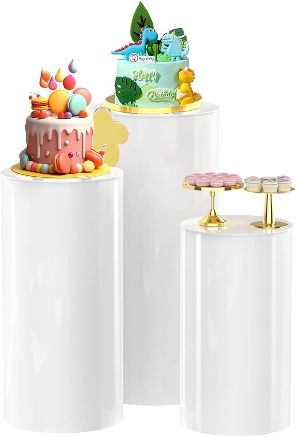 Amazon.com: Cylinder Pedestal Stand, White Cylinders for Parties Stand ...