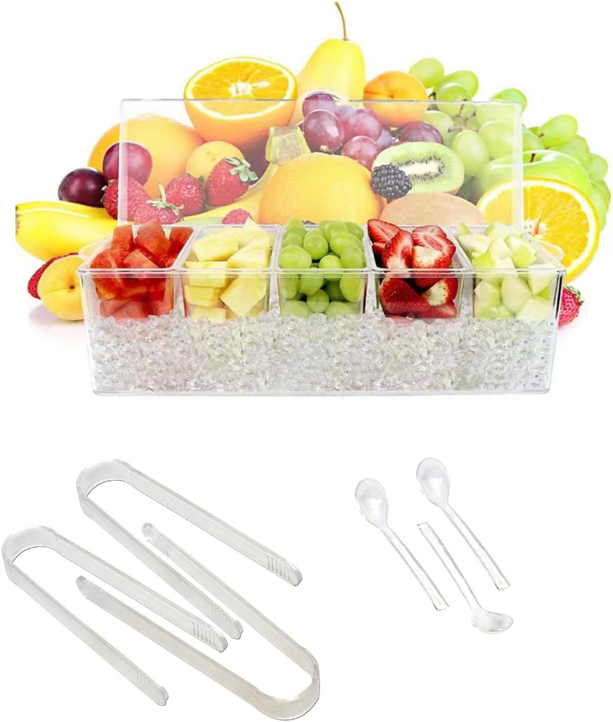 Amazon.com: EausO Ice Chilled Condiment Tray-5 Removable Compartments ...