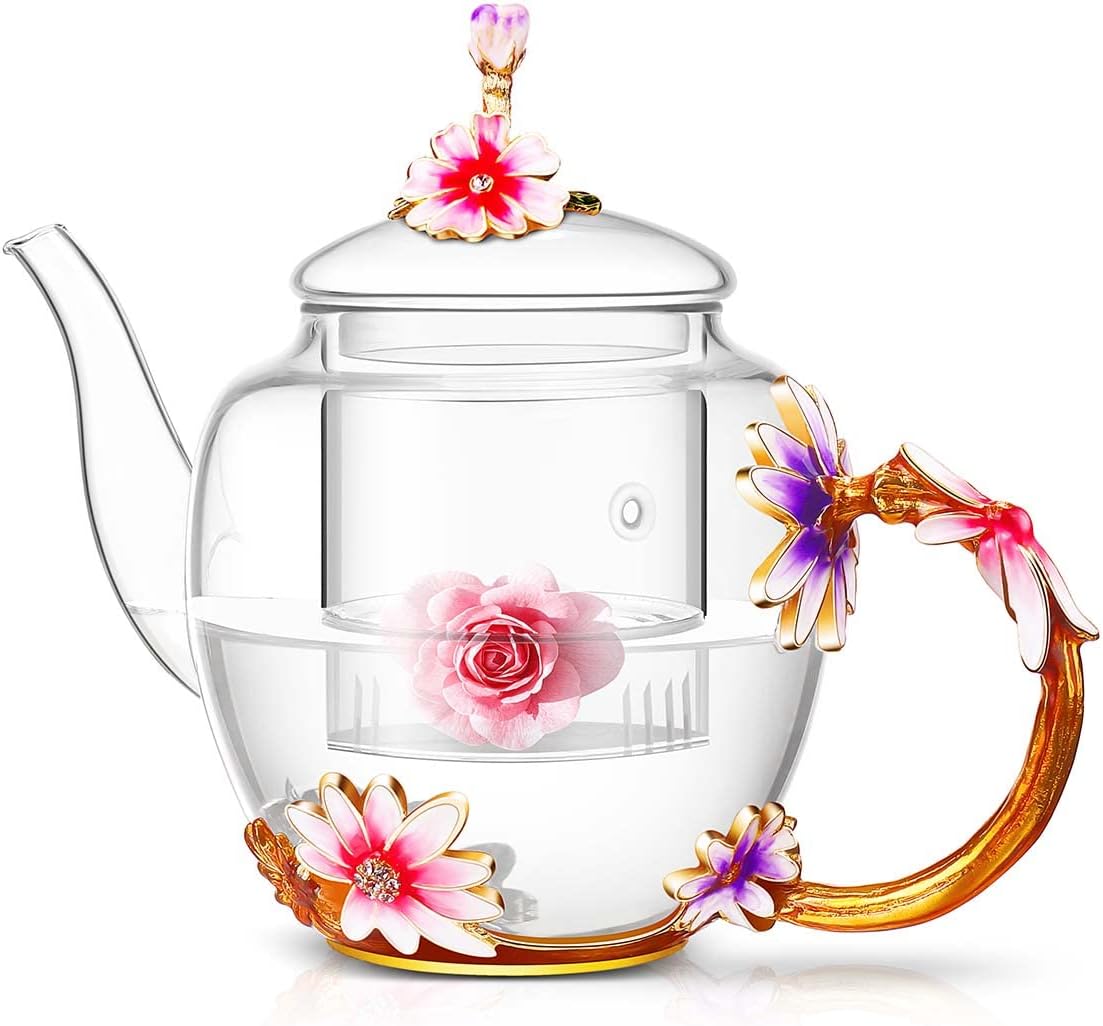 Amazon.com: Pretty Glass Tea Sets for Women, Small Coffee Espresso Shot ...