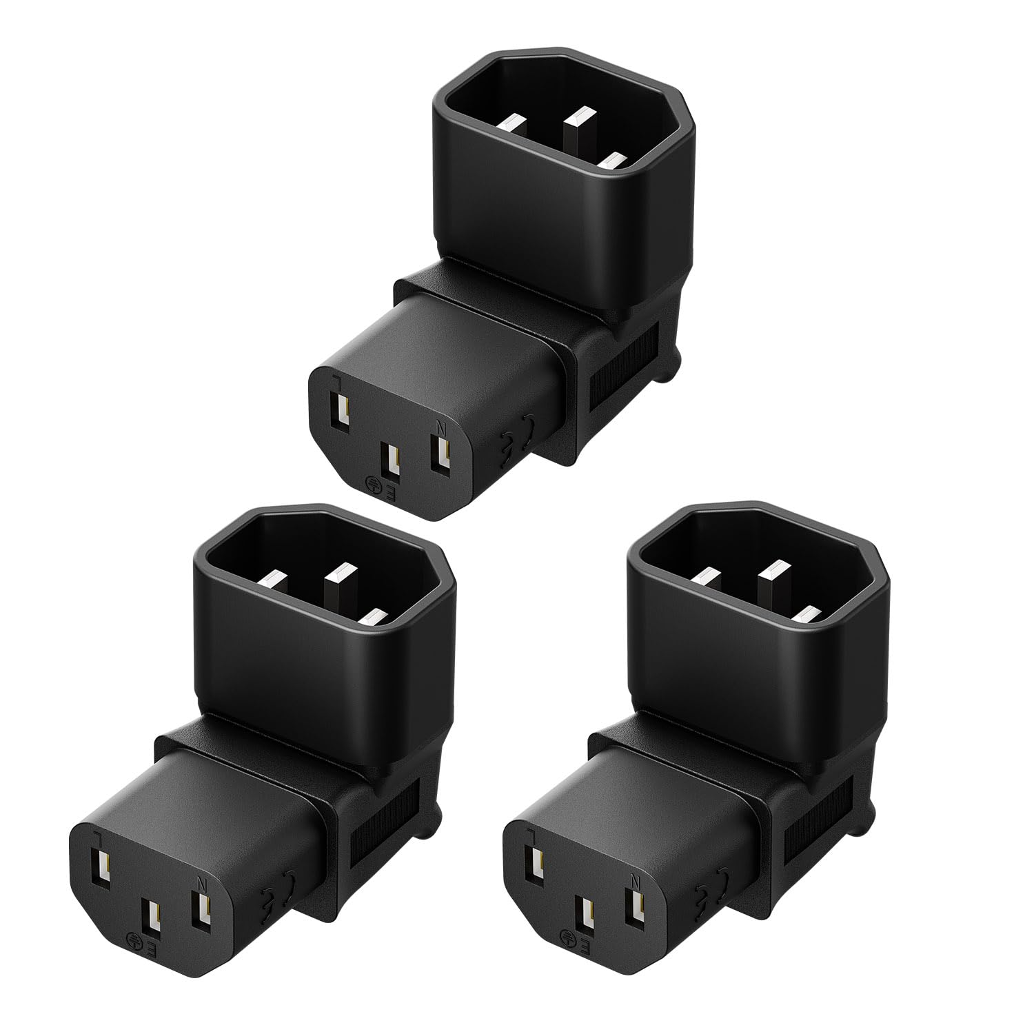 Amazon.com: Vellcon [3Pack] IEC 320 C14 to C13 Right Angle AC Adapter ...