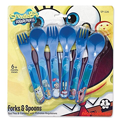 Amazon.com : Nickelodeon 6 Piece Spongebob Fork and Spoon Set : Baby