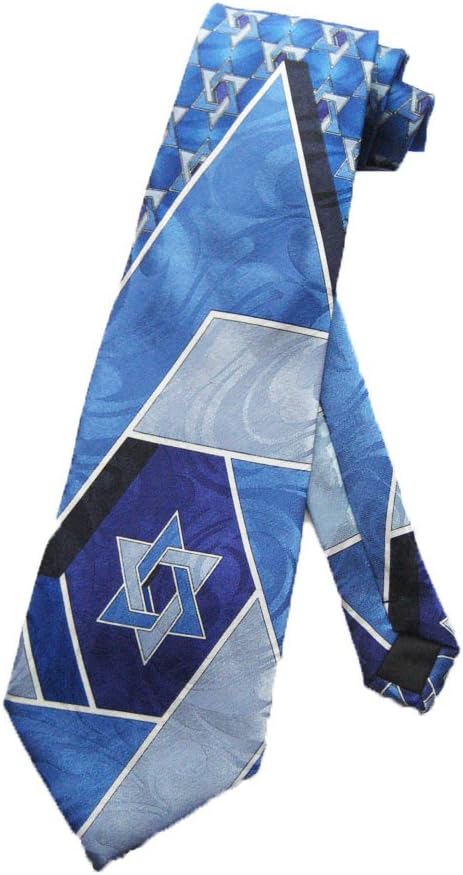 Amazon.com: Steven Harris Mens Jewish Star of David Necktie - Blue ...