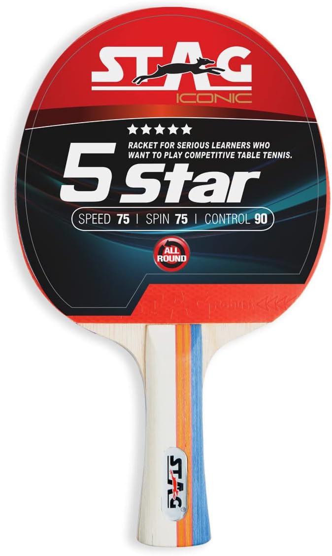Stag Iconic 5 Star Table Tennis (T.T.) Racket High-Performance ITTF ...