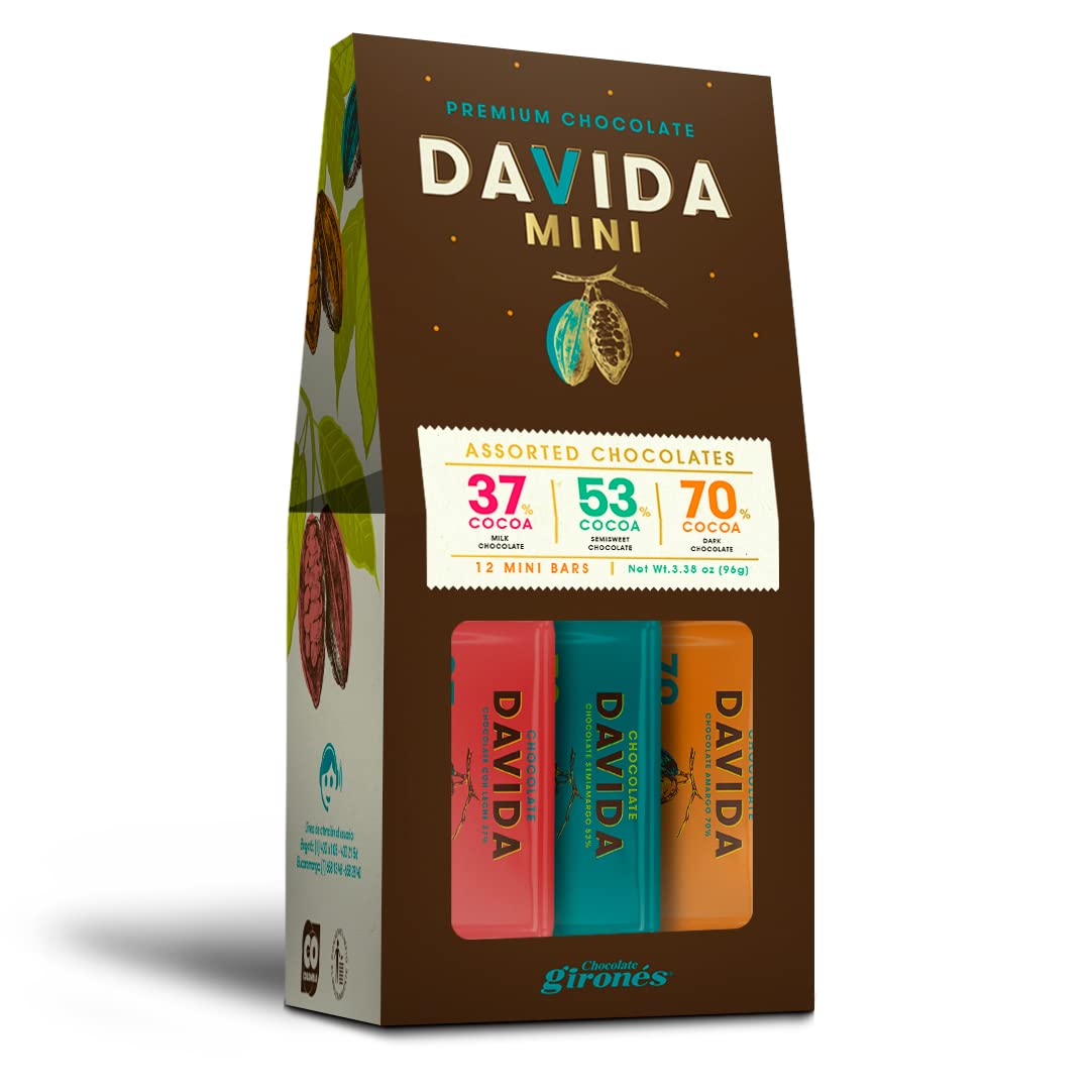 Amazon.com: DAVIDA Mini Chocolate Candy Assortment 37%, 53% & 70% Cacao ...