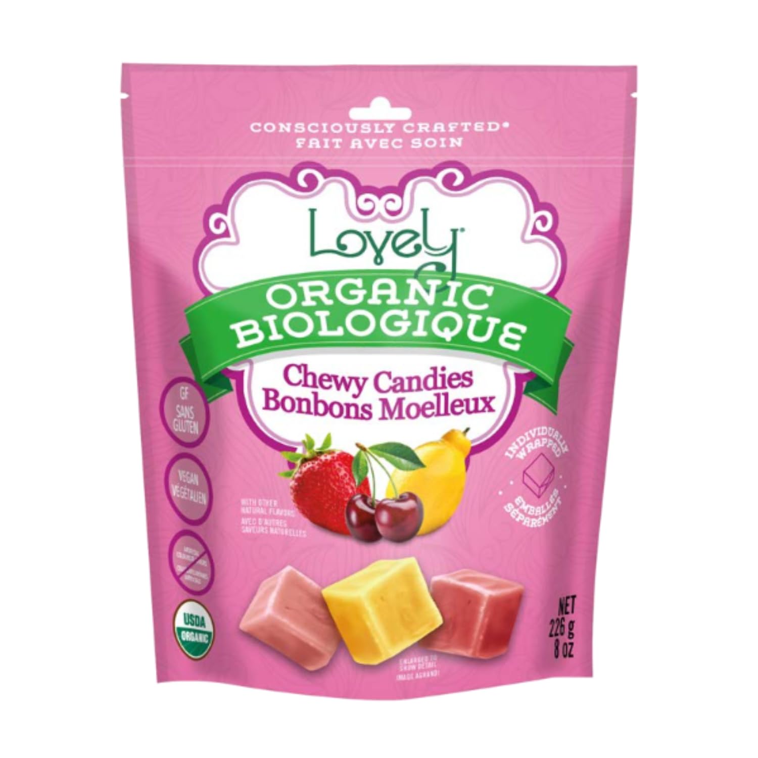 Amazon.com : Lovely Candy Co. Organic Chewy Candies 8oz Bag (1-pack ...