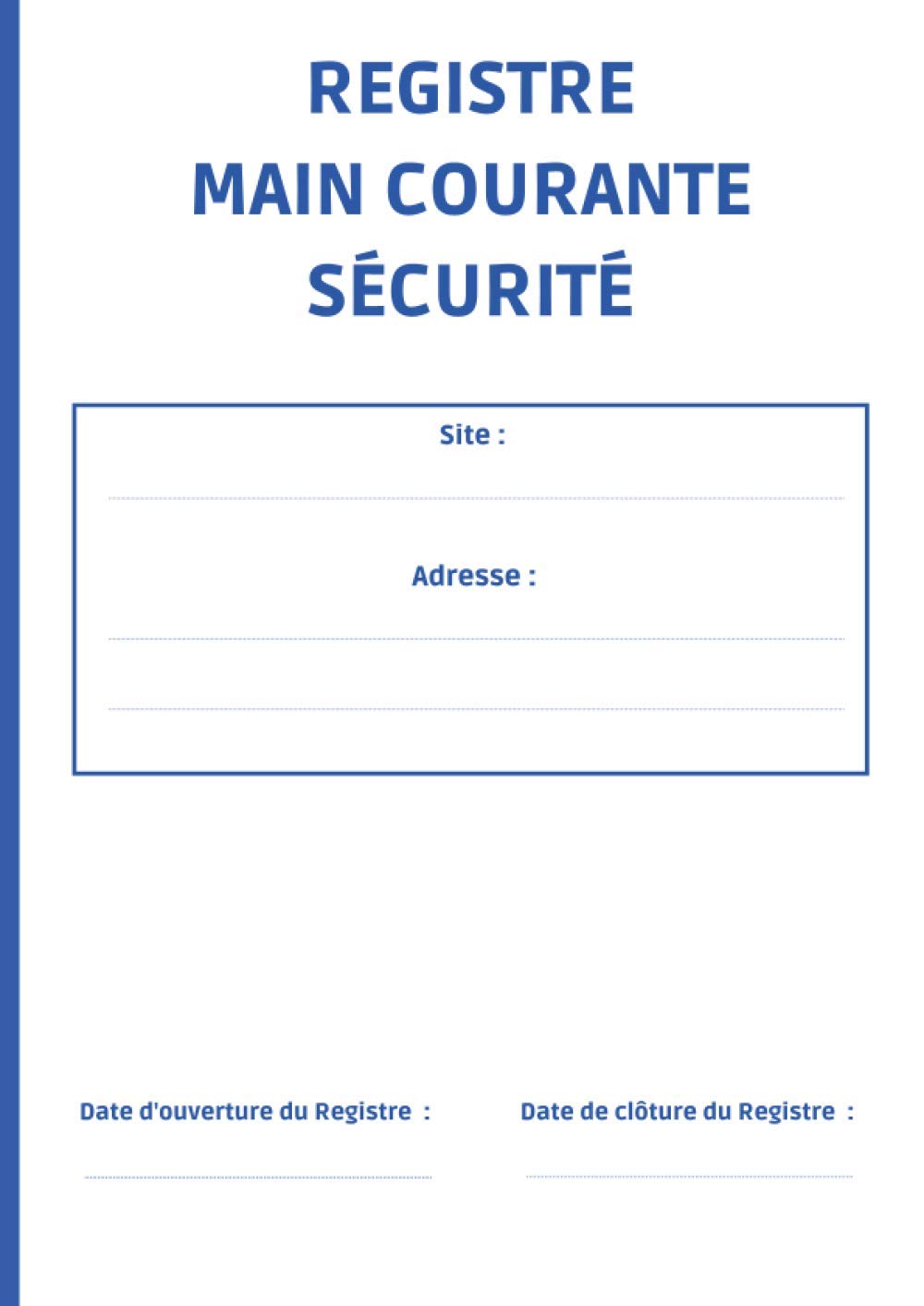 Registre Main Courante Securite Registre De Securite Entreprise E R ...