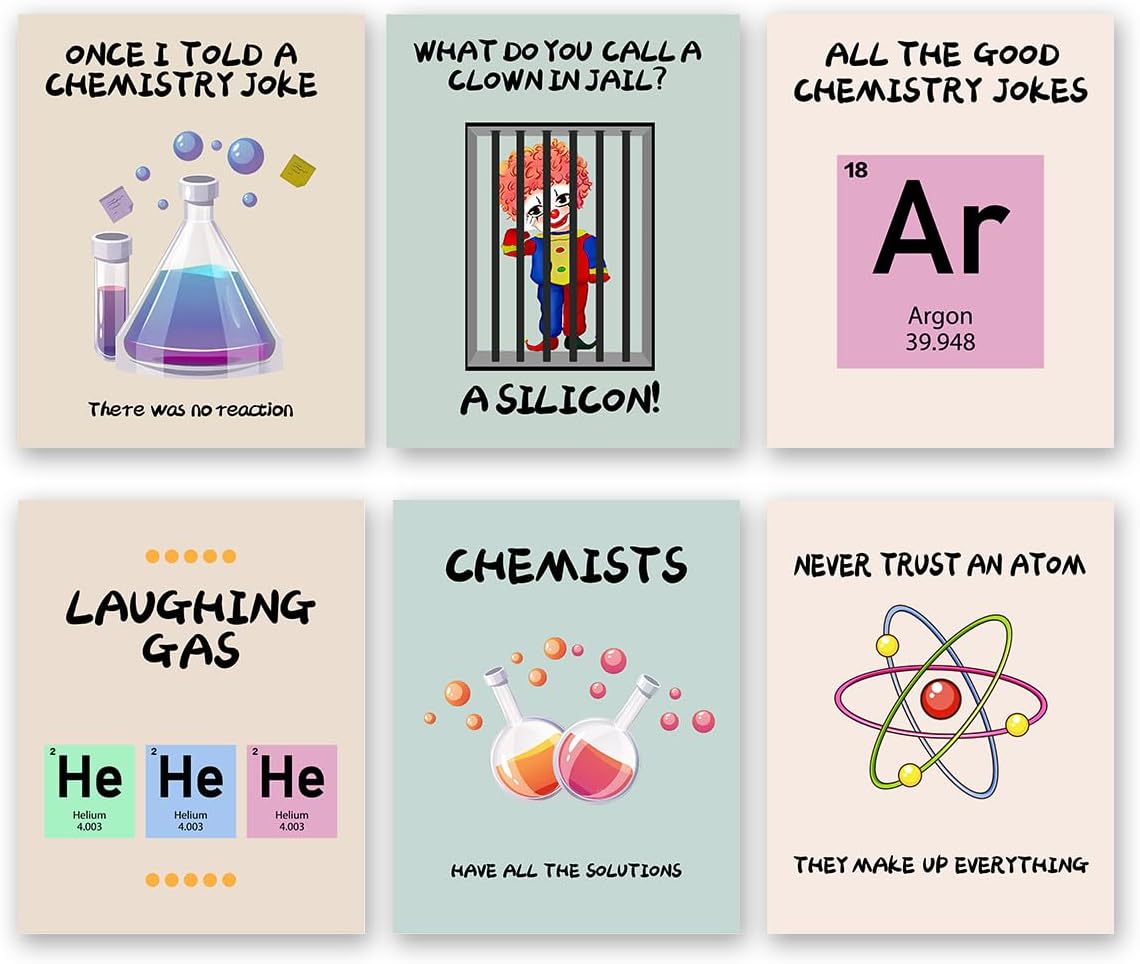 Amazon.com: AIOCDIT Funny Science Posters Chemistry Puns Wall Art ...