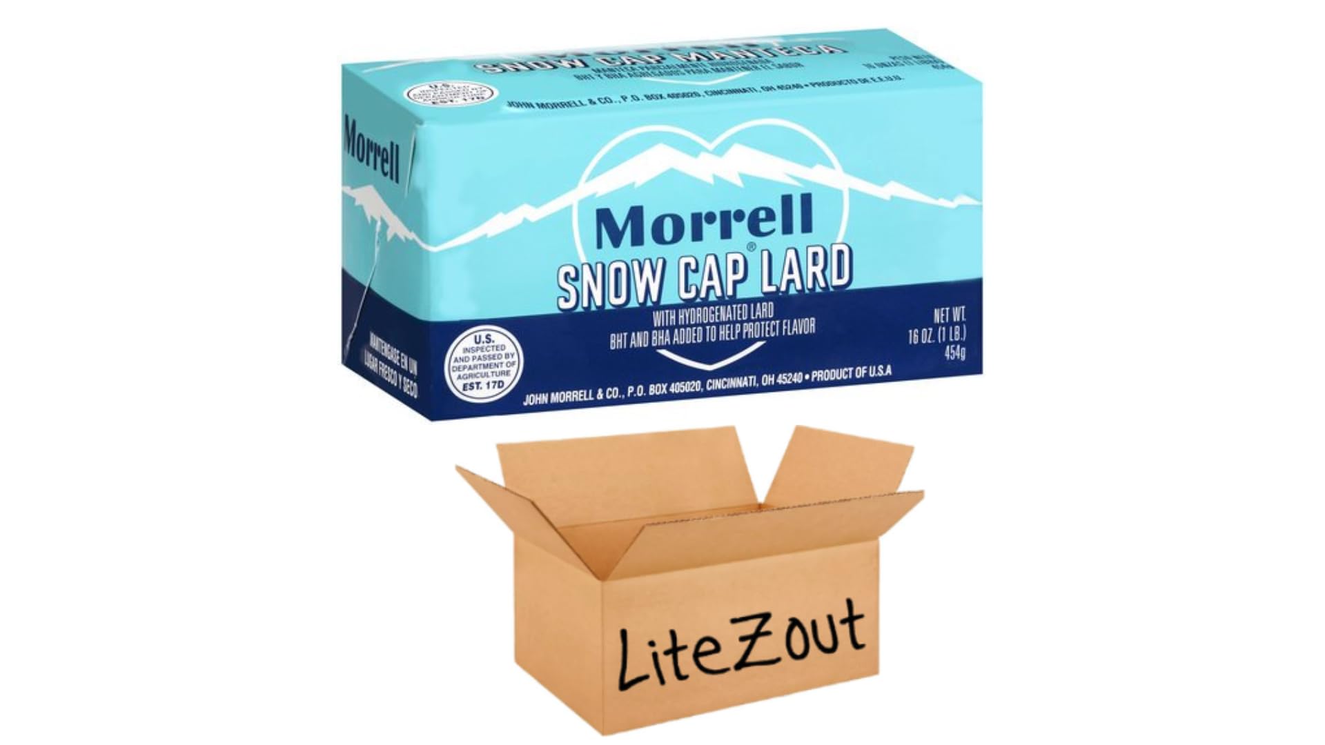 Amazon.com : John Morrell Snow Cap Lard, 1 Pound packages, by Litezout ...