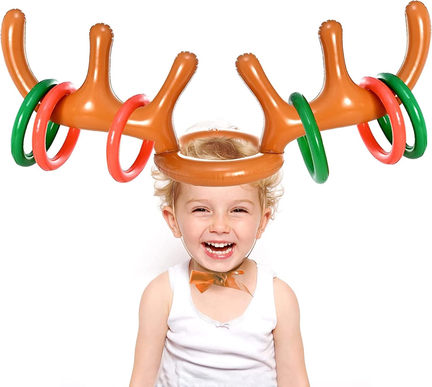 Faburo 7 PCS Christmas Party Toss Game Set Inflatable Reindeer Antler ...