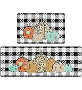 Amazon.com: Pauwer Pumpkin Kitchen Rugs Set of 2, Farmhouse Buffalo ...