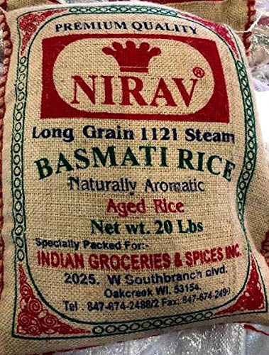Amazon.com : NIRAV BASMATI RICE (LONG GRAIN) - 20 LBS : Grocery ...