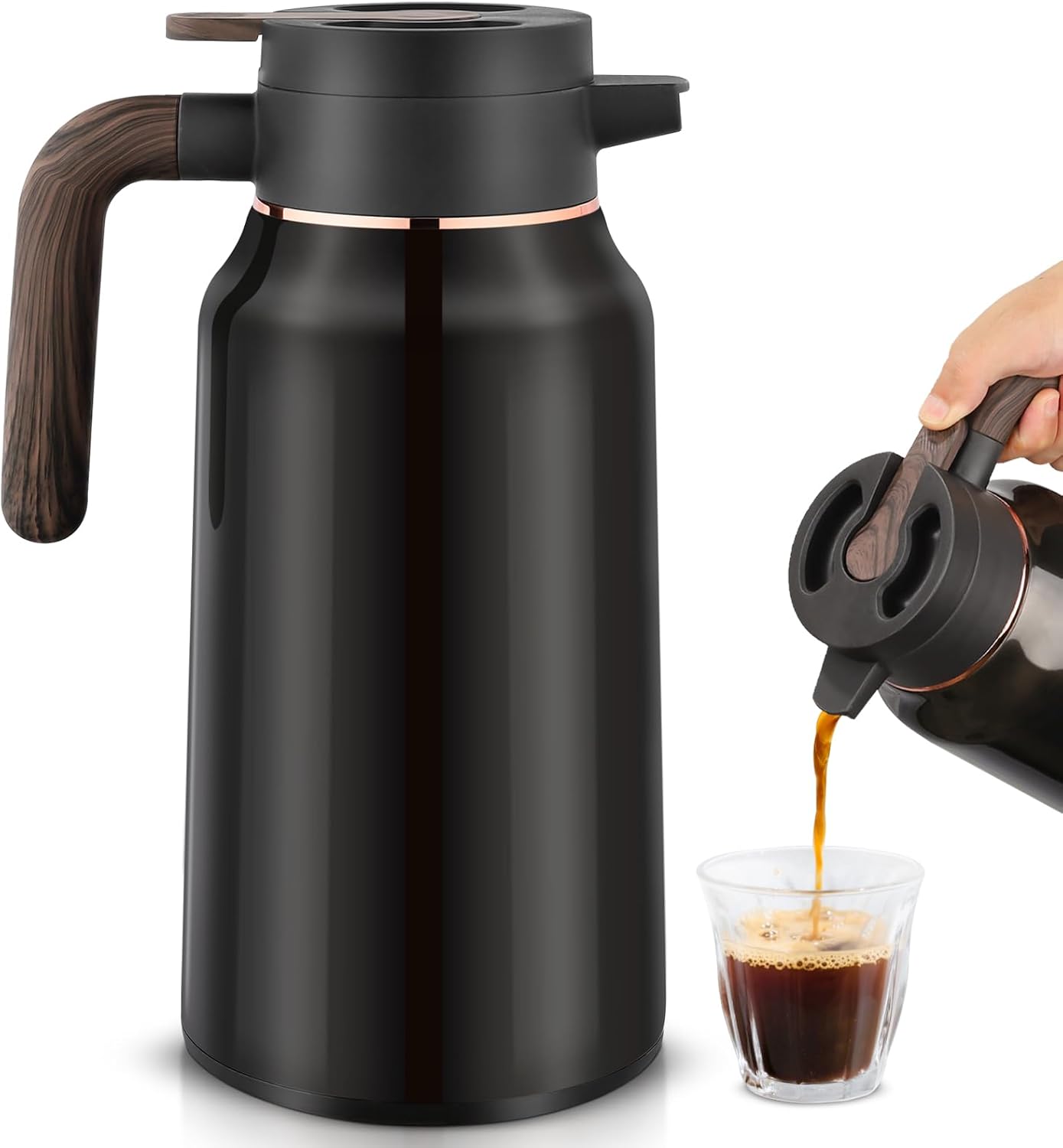 Jefoviee 68oz /2L Stainless Steel Thermal Coffee Carafe, Double Wall ...