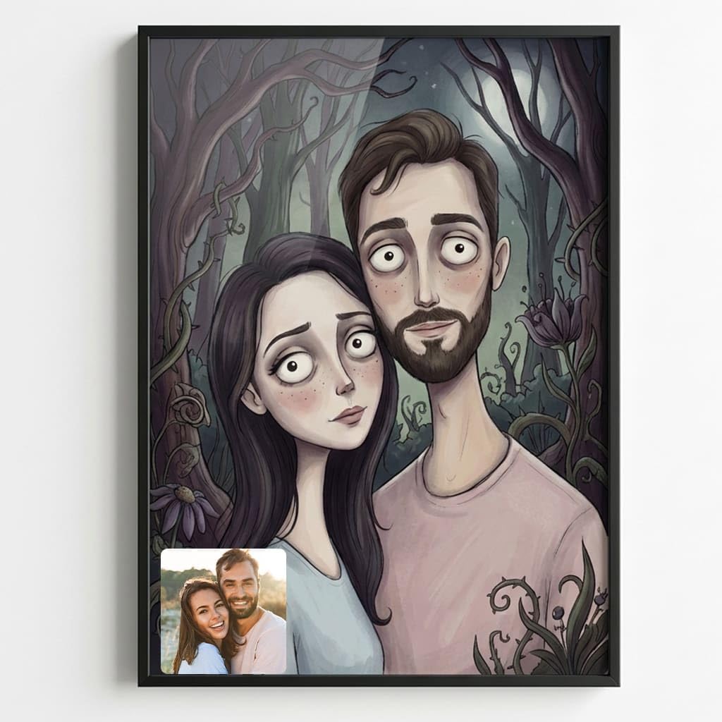 Amazon.com: Custom Couple Photo Gothic Wall Art Poster Watercolor ...