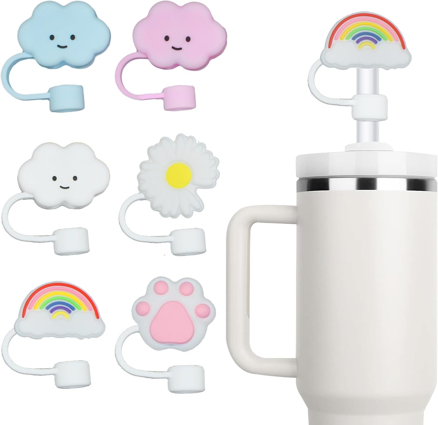 Amazon.com: 6Pcs Straw Cover for Stantely Cup,Cute Straw Tip Toppers 30 ...