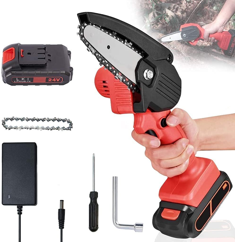 RAHU 24V Cordless Rechargeable Chainsaw, Battery Powered Electric Saw ...