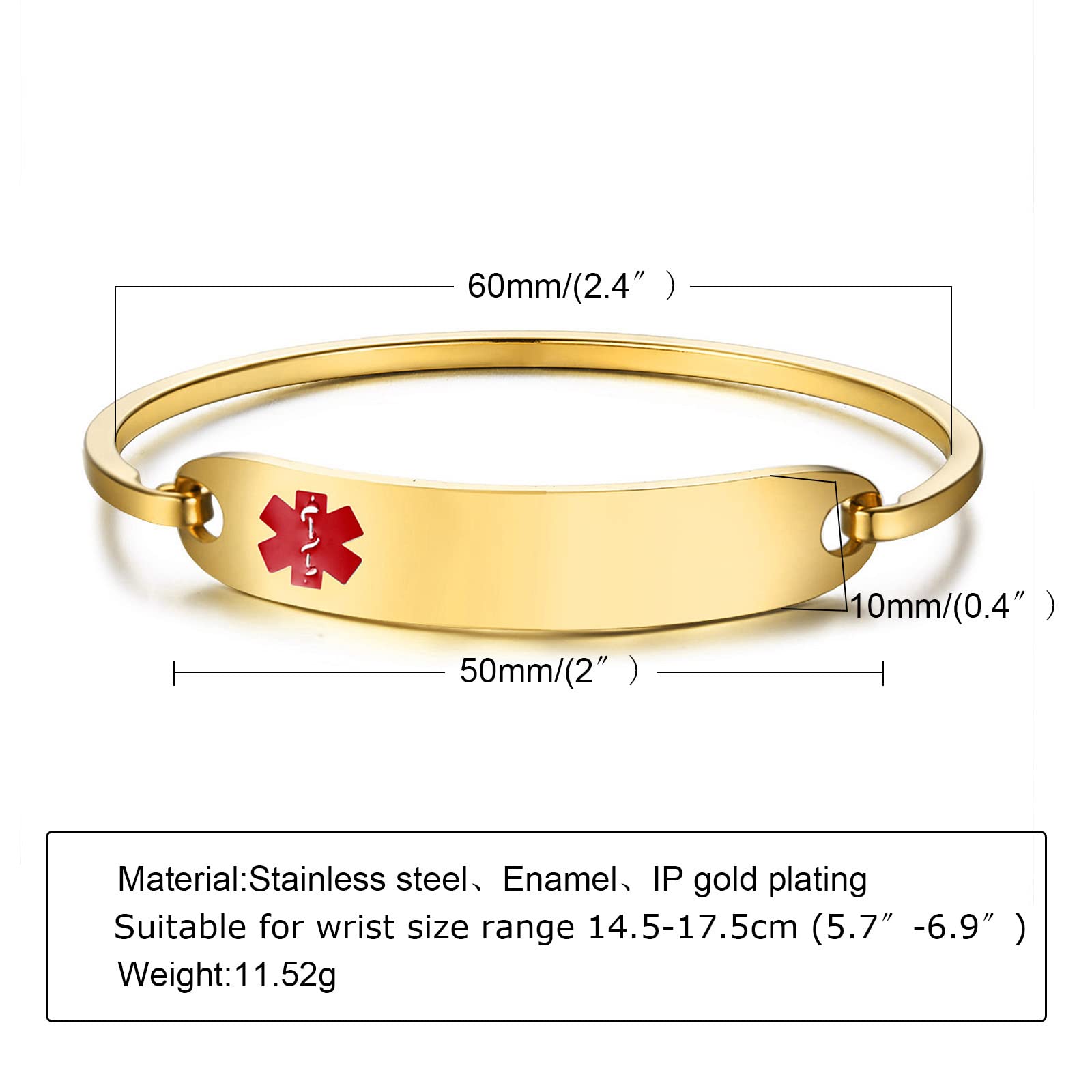 Snapklik.com : PACEMAKER Medical Alert Safety ID Gold Plated Stainless ...