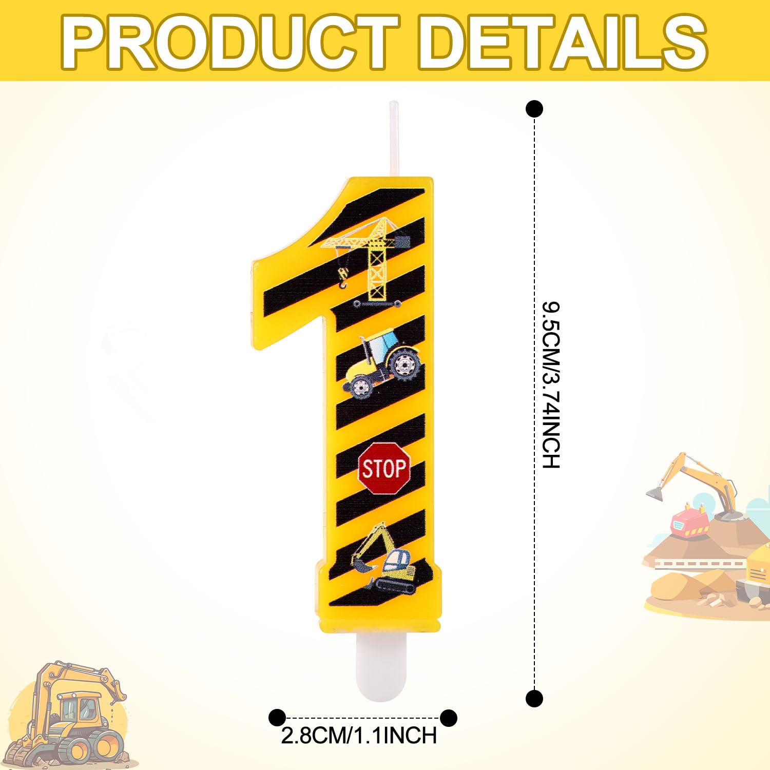 Snapklik.com : Construction Birthday Candle, Happy Birthday Candles ...