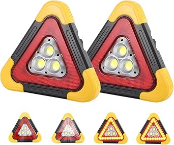 Amazon.com: Tempsnow 2Pcs Emergency Warning Triangle LED Lights Solar ...
