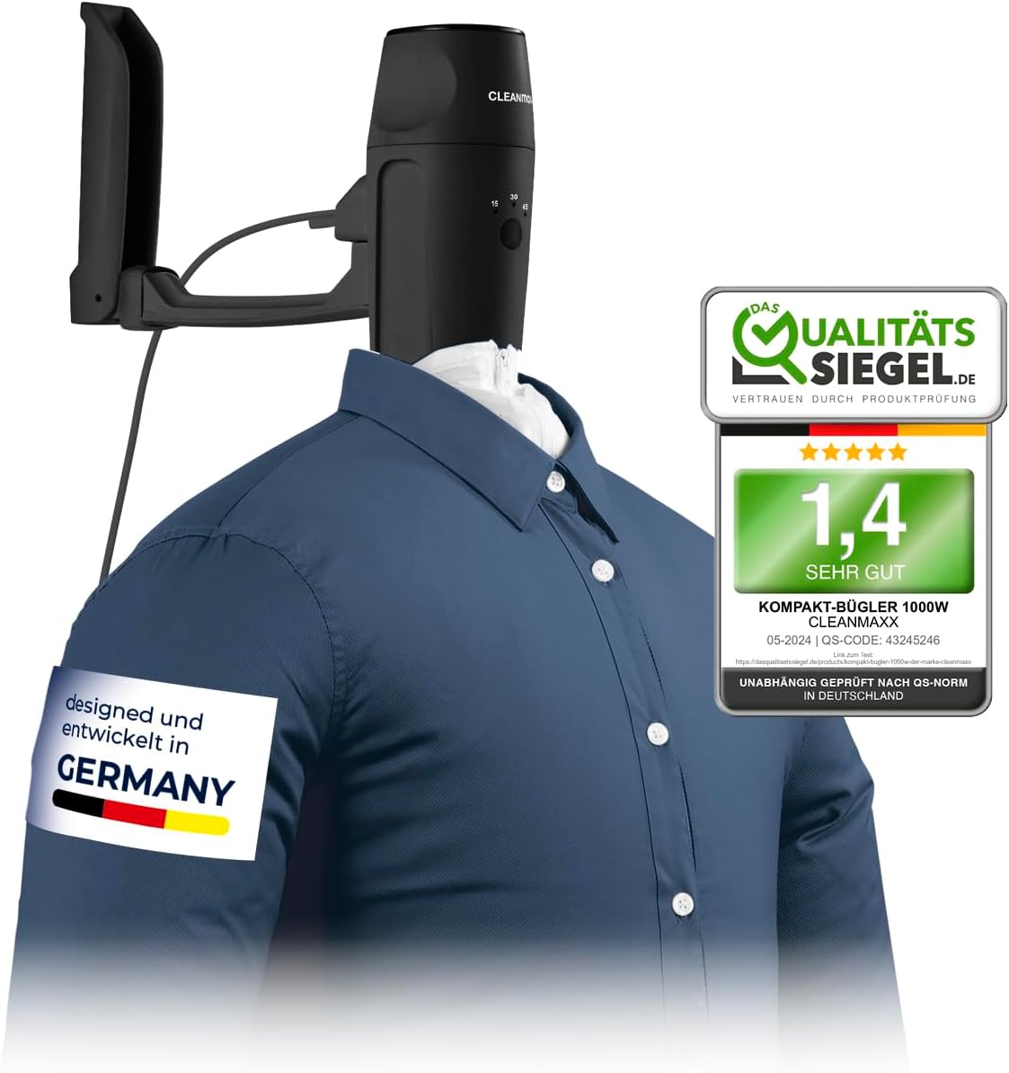 CLEANmaxx Pro Compact Automatic Shirt Iron, Handy & Space-Saving ...