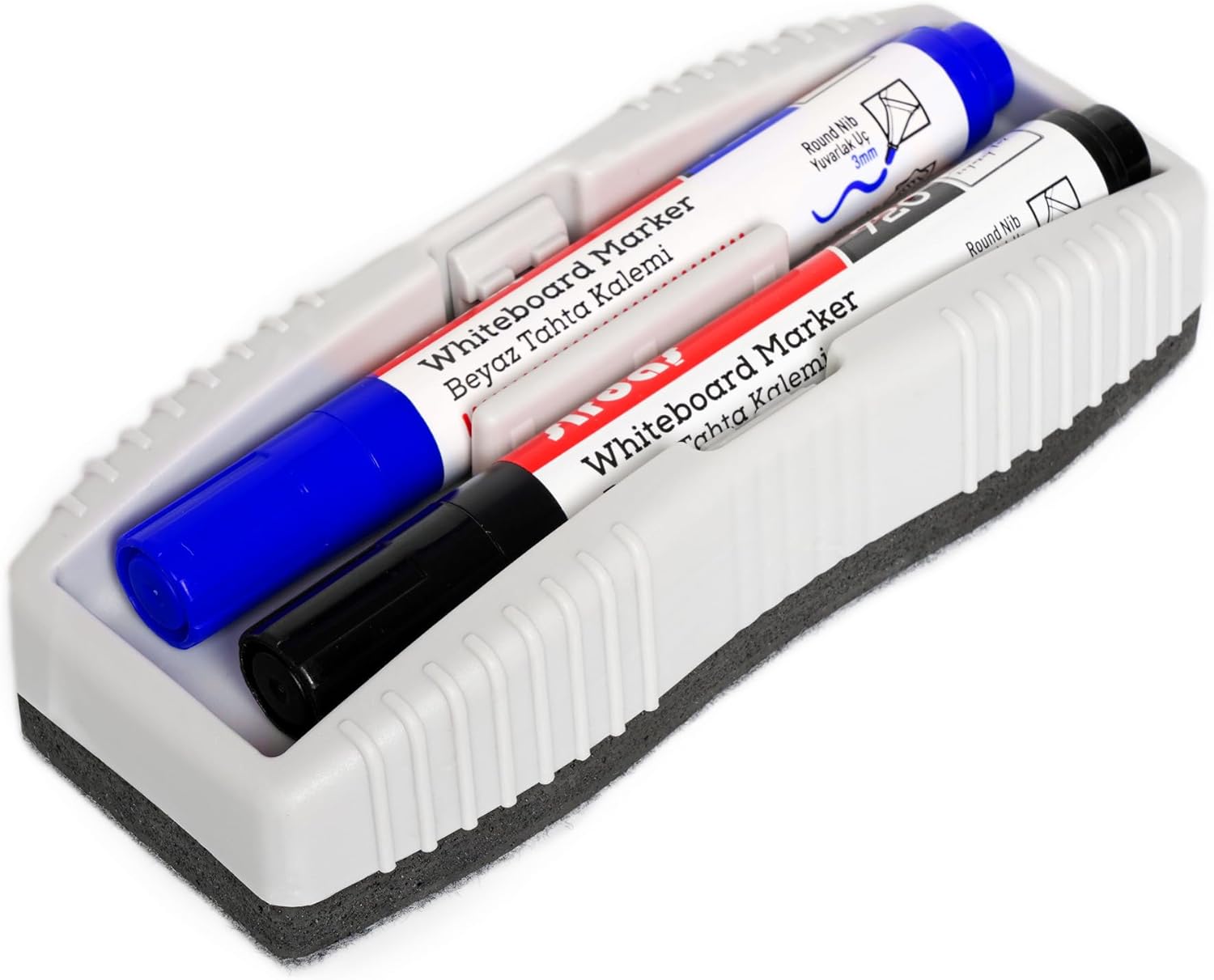 SIRDAS Whiteboard Eraser and Dry Erase Marker Set, Integrated Blue ...