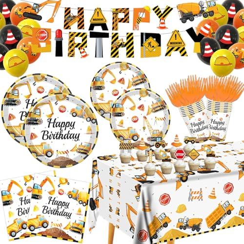Amazon.com: LULUETPUE Construction Birthday Party Supplies Construction ...