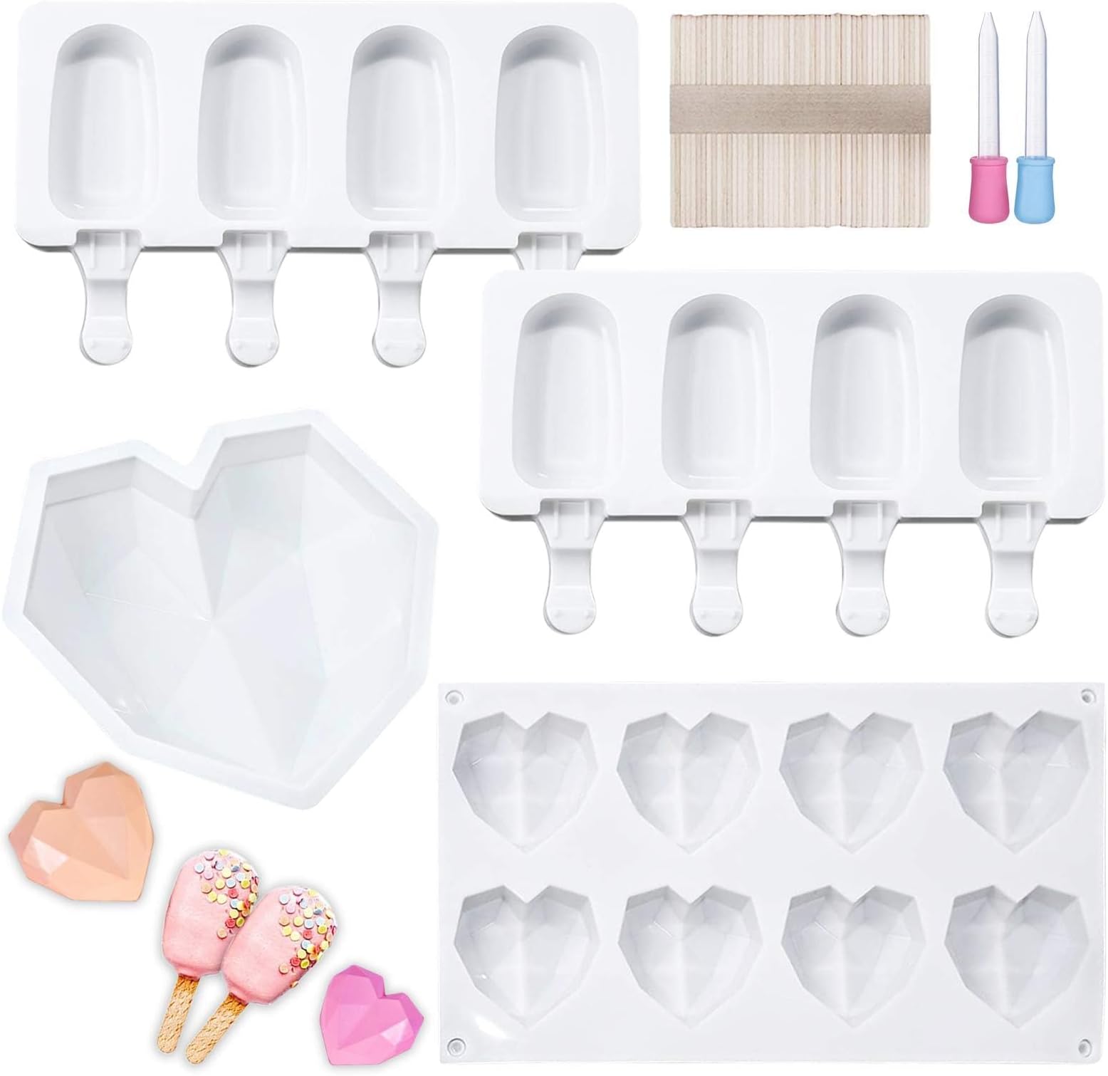 Amazon.com: Halatool Cake Popsicle Mold Breakable Heart Mold for ...
