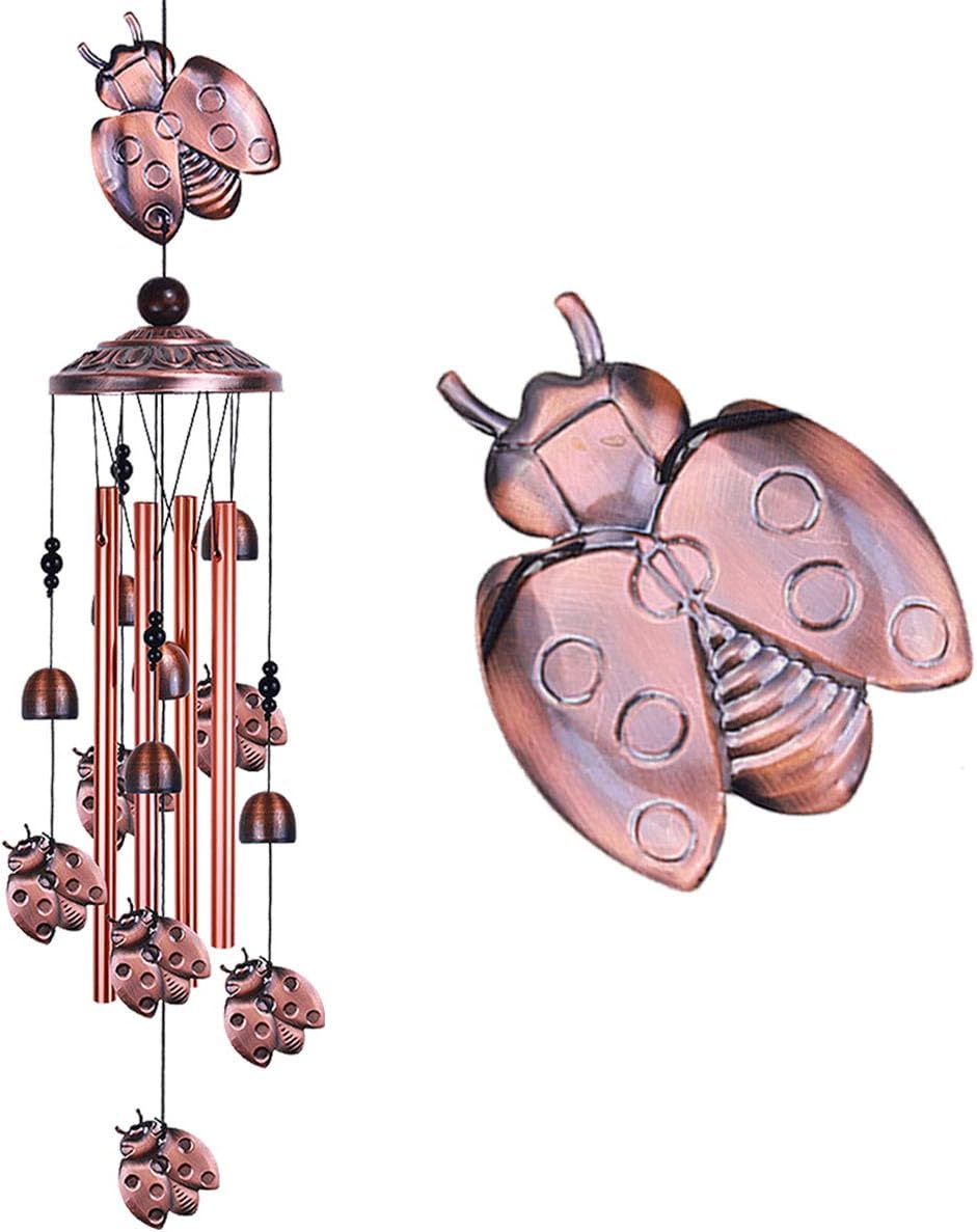 Amazon.com : Ladybug Wind Chimes Outdoor Decor - with 4 Tubes 6 Bells 7 ...
