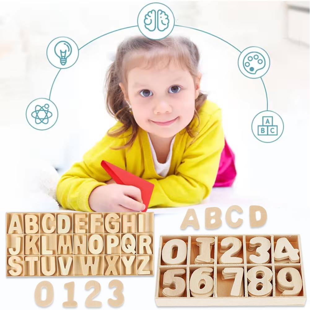 ZCMMGPBB 216 PcsTotally Wooden Letters and Numbers Set,Capital Letters ...