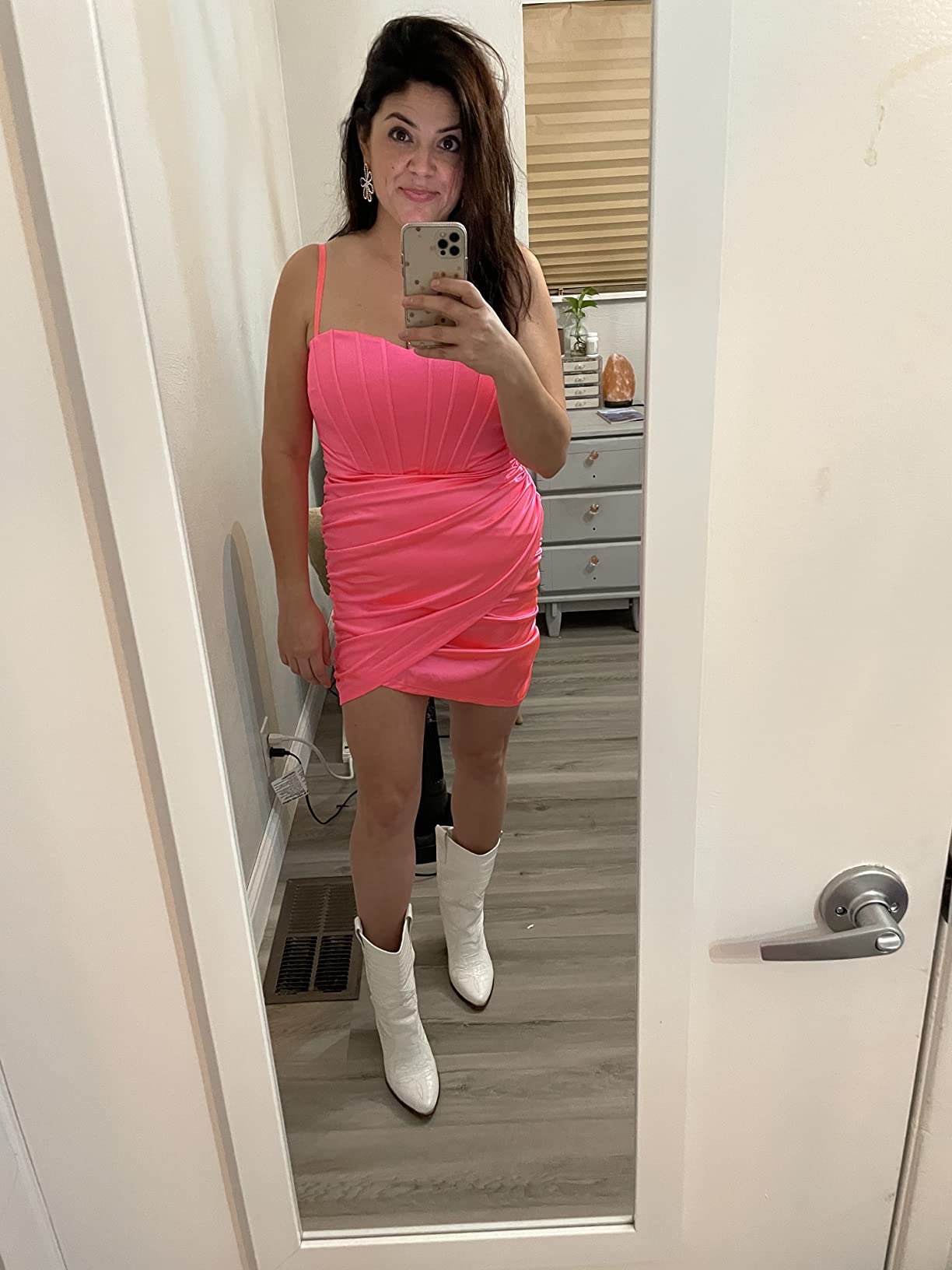 $9/mo - Finance LINJOU Womens Satin Sweetheart Neckline Wrap Bodycon ...