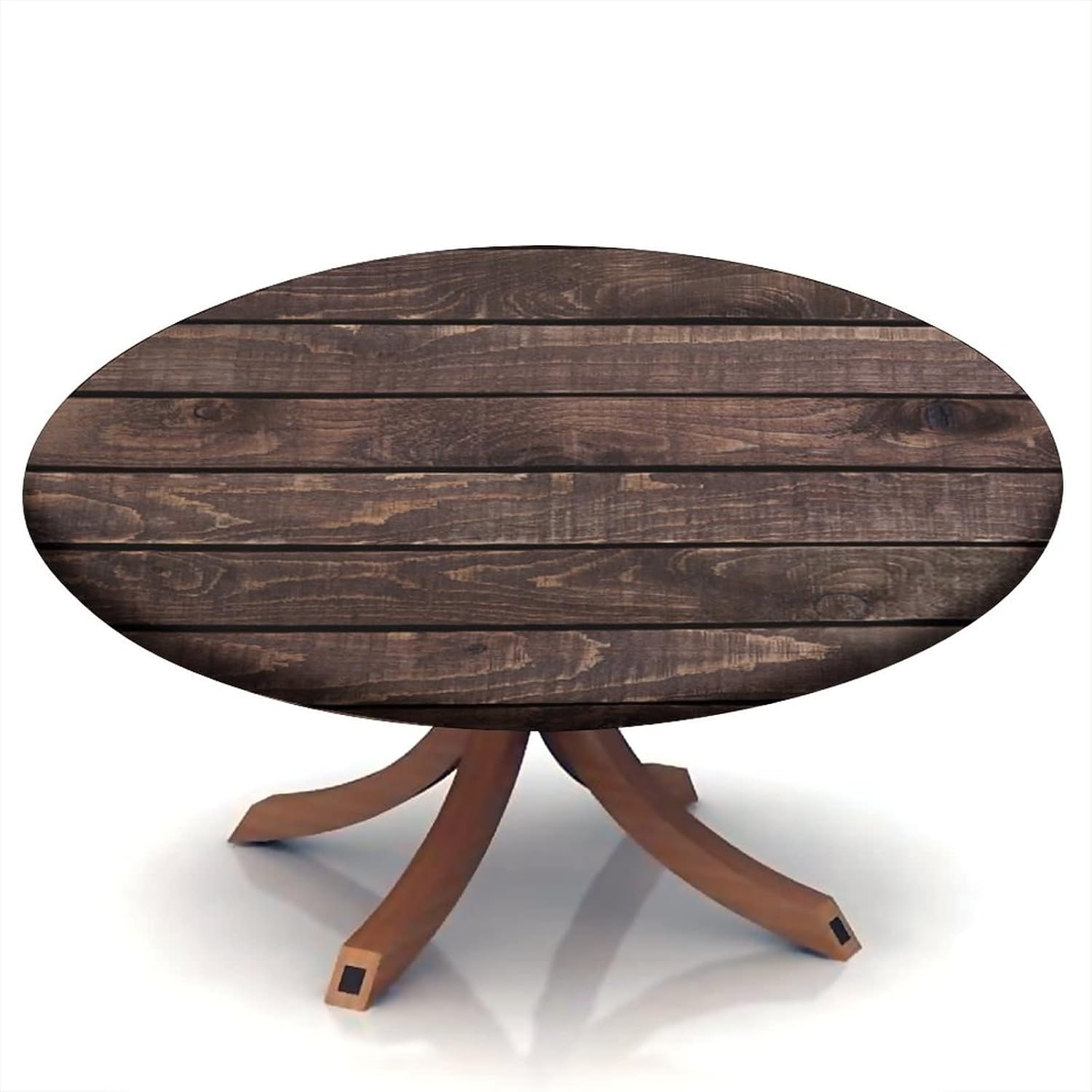 Amazon.com: Atury Fitted Polyester Tablecloths Round, Old Wood Grain ...