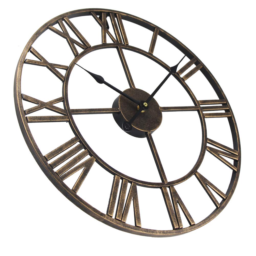 Large Decorative Wall Clock, European Industrial Roman Numeral Metal ...