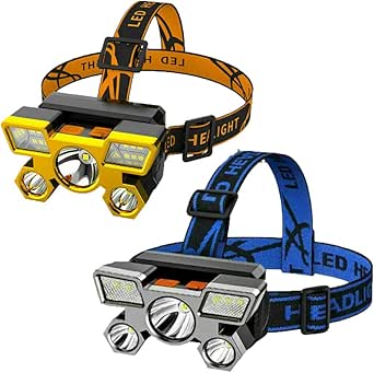 Amazon.com: RUNAAJA 750000lm COB LED Headlamp Rechargeable Head Light Flashlight Torch Lamp Five ...