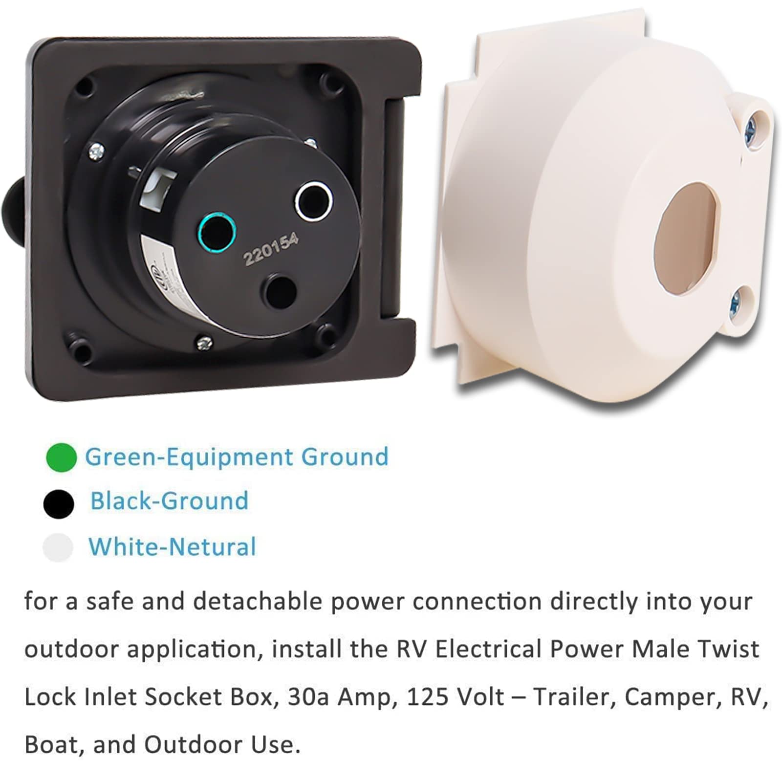 Snapklik.com : Podoy 30 AMP RV Shore Power Inlet Plug Kit, Female Twist ...