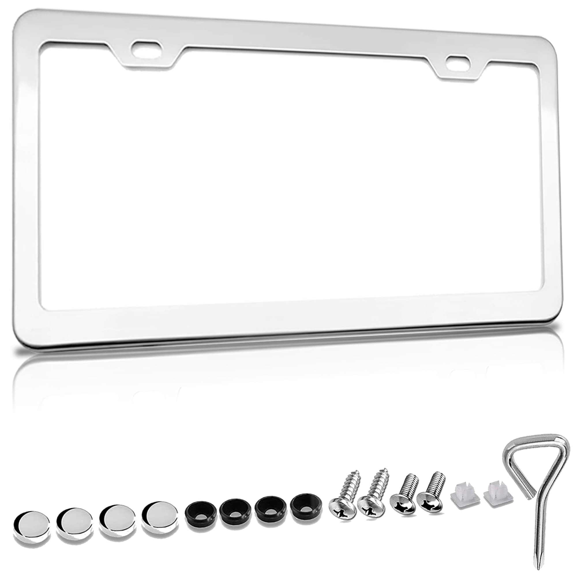 Amazon.com: Nightingale Villa Chrome License Plate Frame,Silver License ...