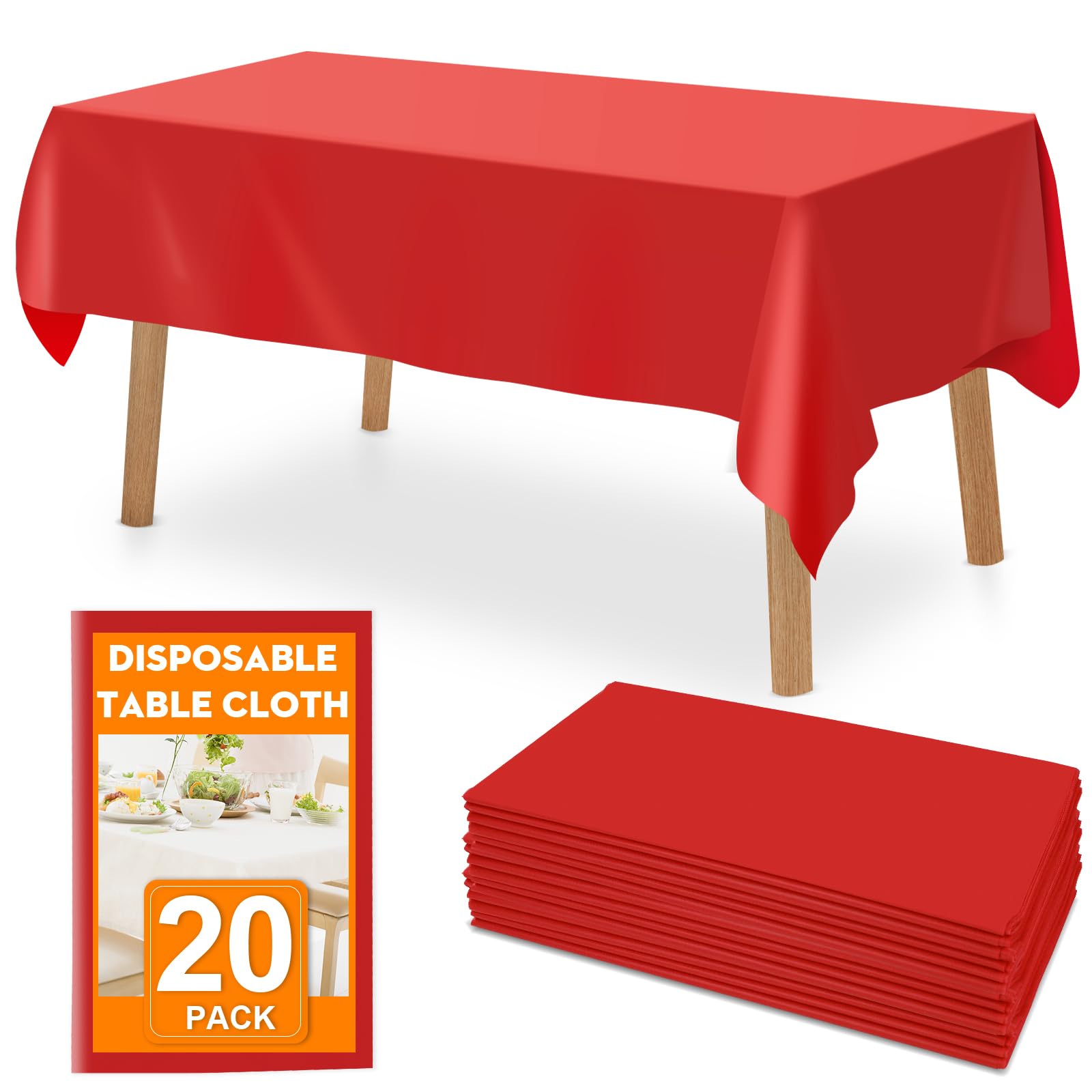 Amazon.com: RowinsyDD 20 Pack Red Plastic Table Cloths Disposable，54 x ...