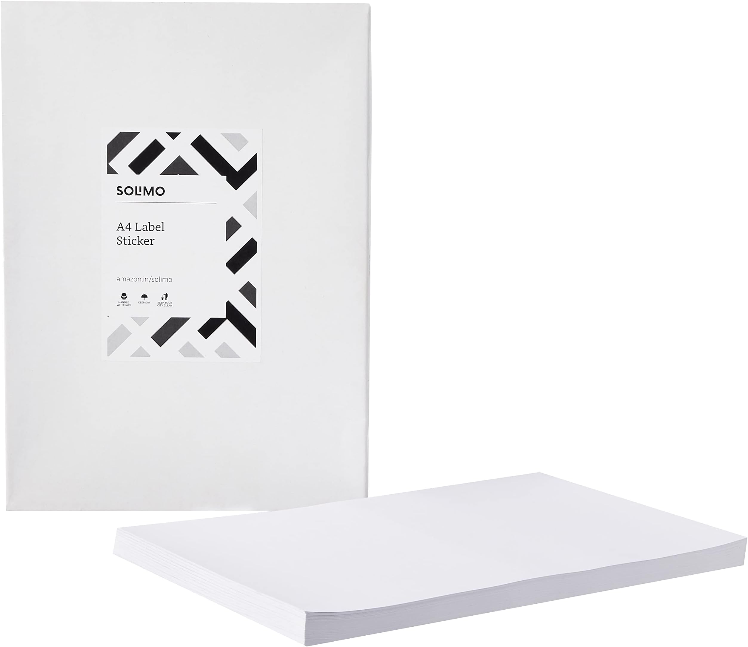 Amazon Brand - Solimo Self-Adhesive Label Sticker, A4 Size, 1 Label Per Sheet, 100 Sheets Pack ...