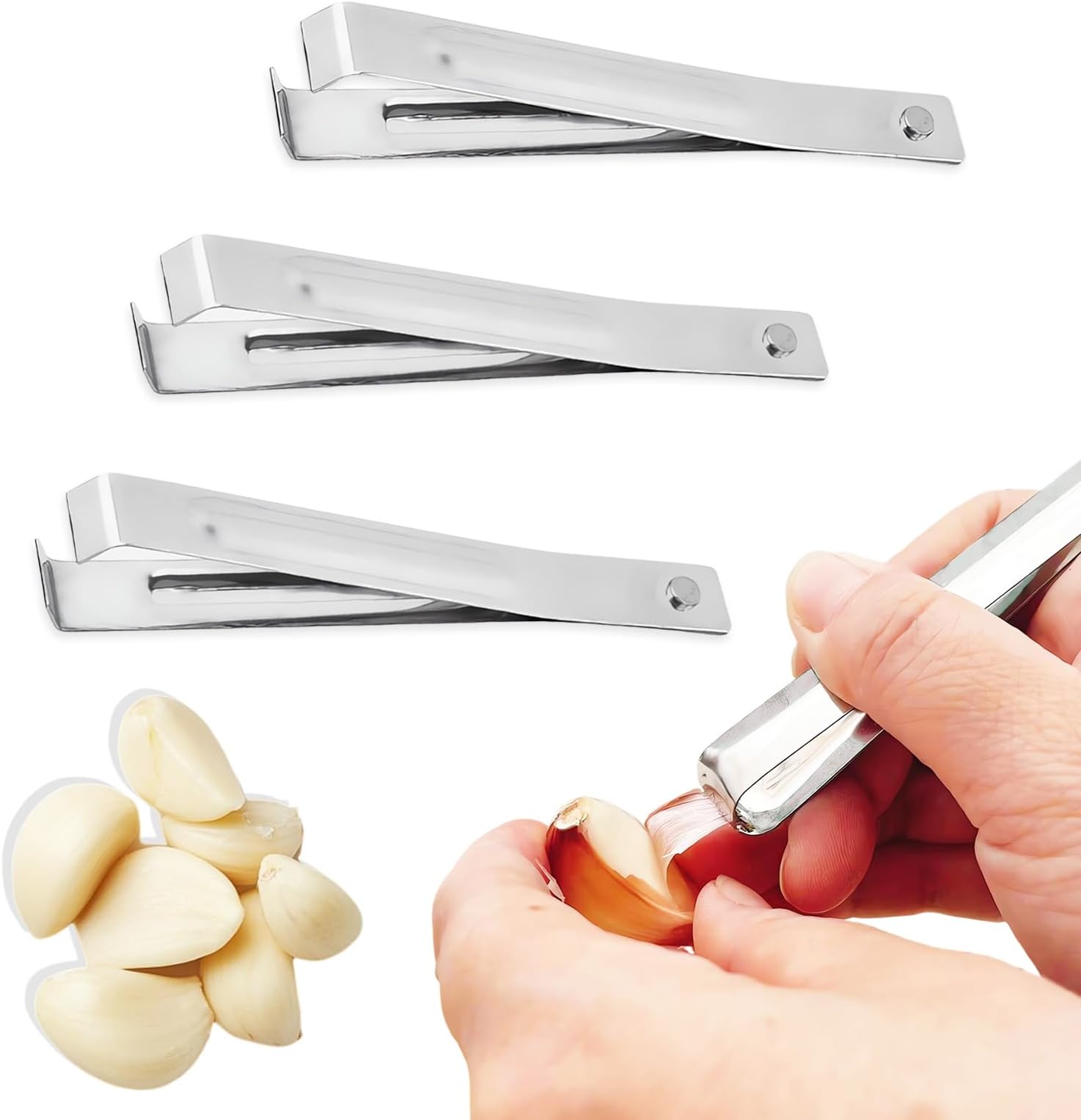 Amazon.com: Garlic Peeler - 3 Pcs Garlic Skin Remover Set Stainless ...