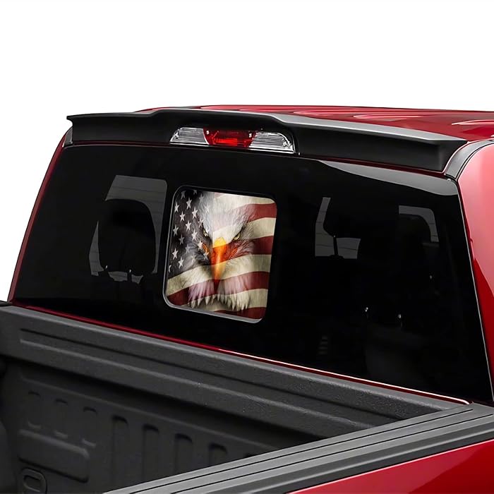 Buy Trucks Sliding Rear Windows Decals Bald Eagle American Flag Rear ...