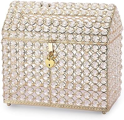 Amazon.com: ELLDOO Crystal Wedding Card Box with Heart Lock, Money Card ...